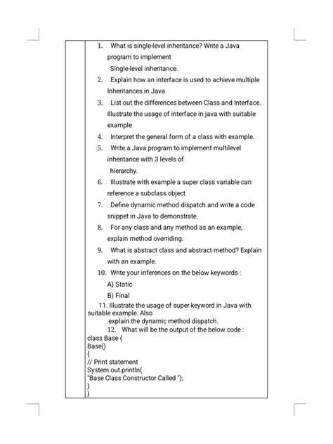 Important Questions Pdf Inheritance Object Oriented Programming Method Computer