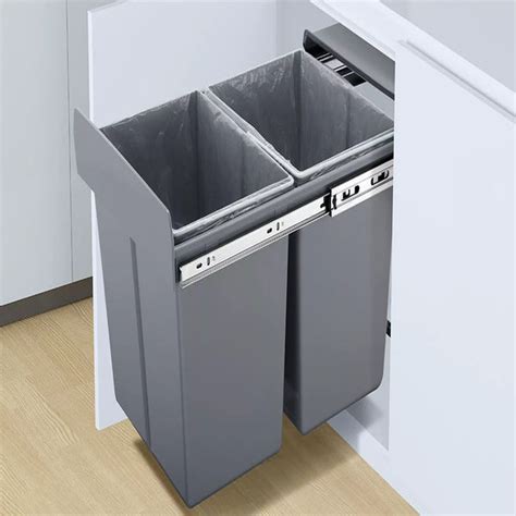 Twin Pull Out Kitchen Bin Dual Slide Out 2x20l Garbage And Waste Basket