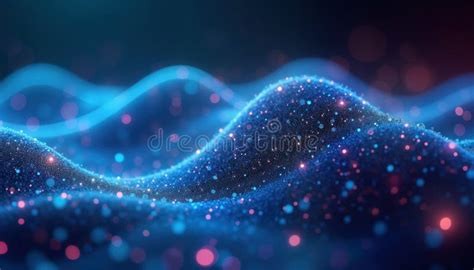 Blue Glowing Particles Flow Like Waves Abstract Tech Background Futuristic Digital Data