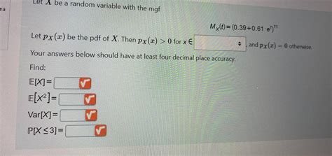 Solved Let And Be A Random Variable With The Mgf Ta Myt