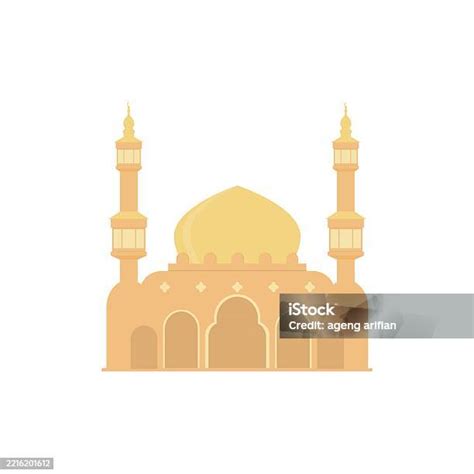 흰색 배경에 파스텔 브라운 색상의 모스크 벡터 일러스트 레이 션 무슬림 테마 이슬람 건물 라마단 이드 알피트르 이드 알 아드하 0명에 대한 스톡 벡터 아트 및 기타 이미지