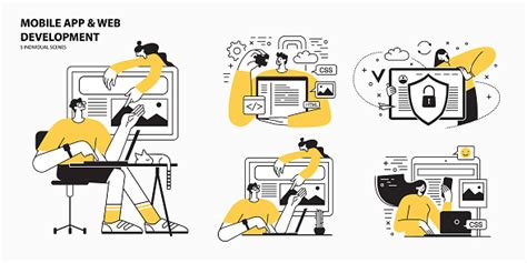 Web Development Agency Abstract Concept Vector Illustration Set Front