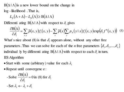 Ppt The Improved Iterative Scaling Algorithm A Gentle Introduction