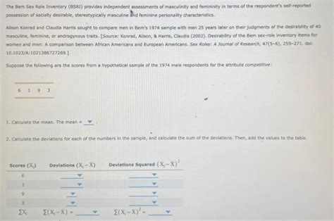 Solved The Bem Sex Role Inventory Bsri Provides Solved The Bem Sex Role Inventory Bsri Provides