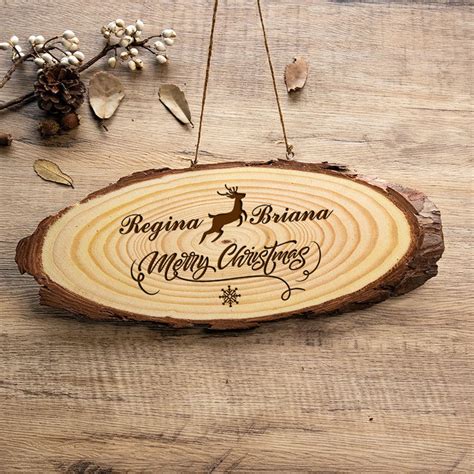 Personalised Log Slice Hanging Door Plaquesinitial Wood Slice
