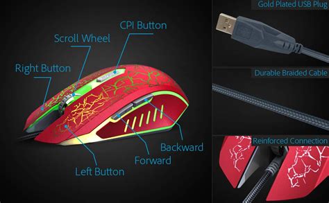 VersionTech Computer Wired RGB Gaming Mouse Laptop USB PC Rainbow Cool Mouse Mice With Colors