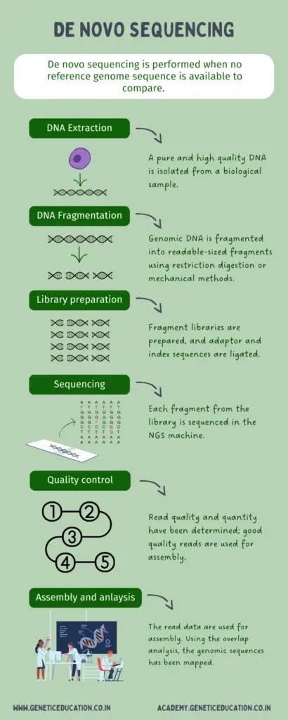 De Novo Sequencing Steps Procedure Advantages Limitations And Applications Genetic Education