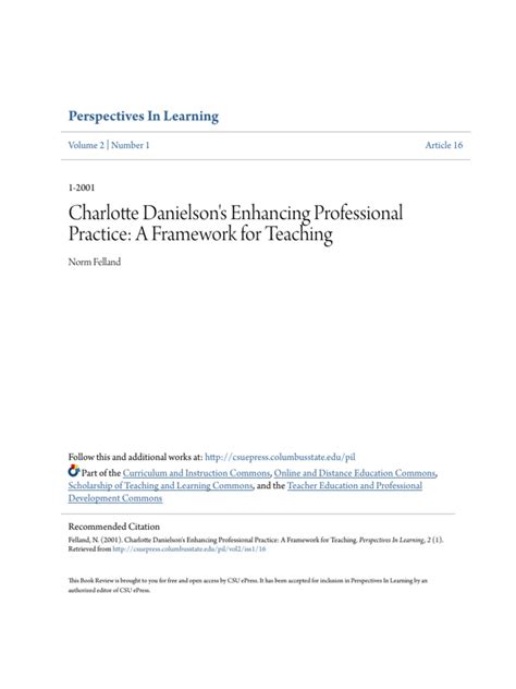 Charlotte Danielsons Enhancing Professional Practice A Framewor