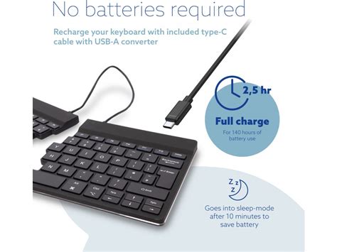 R Go Split Bluetooth Break Ergonomic Keyboard Black RGOSBUKWLBL The Keyboard Company