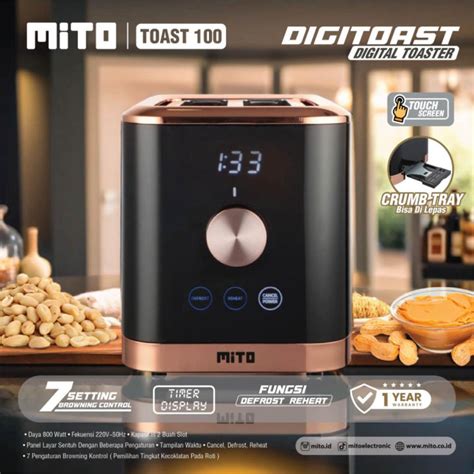 Mito Toaster Pemanggang Roti Digital Toast Timer Display Toast 100