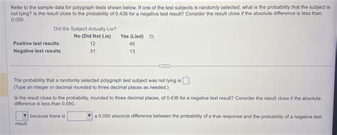 Solved Refer To The Sample Data For Polygraph Tests Shown
