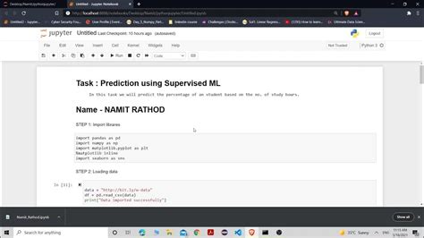 Grip Task1 Prediction Using Supervised Ml Sparks Foundation Jupyter