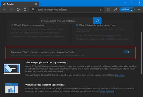 Enable Strict Tracking Prevention For Inprivate Mode In Edge