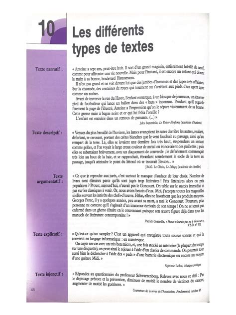 Les Différents Types De Texte Et Leur Fonction Pdf