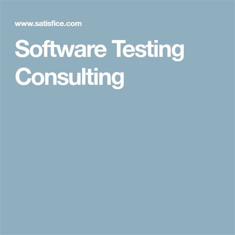 Software Testing Consulting Software Testing Information Technology