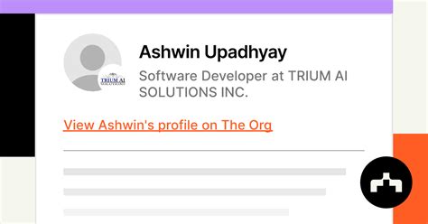 ashwin upadhyay software developer at trium ai solutions inc the org