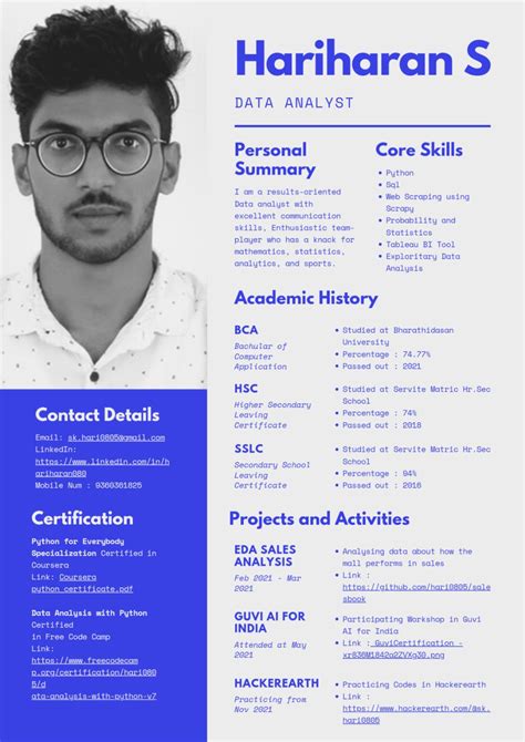hariharan s on linkedin resume dataanalysis connections