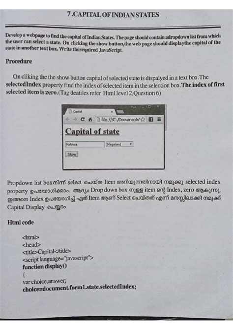 Java Script Program Capital Of Indian States Bsc Computer Science