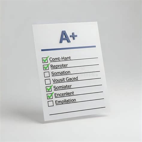 A Plus Grade Checklist With Handwritten Completion Marks On A White