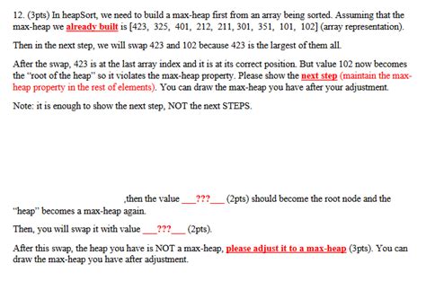 Solved Pts In HeapSort We Need To Build A Max Heap Chegg