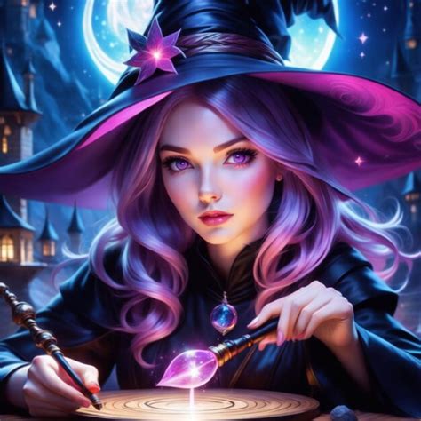 Premium Ai Image Digital Art Witch With Pink Eyes Showcasing