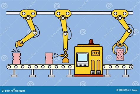 Thin Line Style Assembly Line Stock Vector Illustration Of Business Assembly 98806156