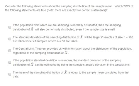 Solved Consider The Following Statements About The Sampling Chegg