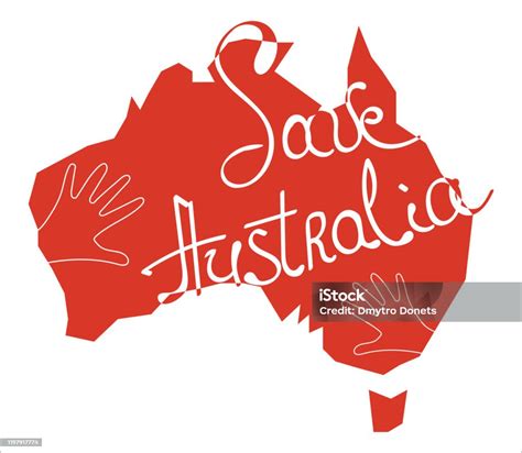 벡터 일러스트레이션 도움의 손과 텍스트 호주를 저장합니다 호주에서 발생한 화재 및 산불 후 자원 봉사 자선 단체 또는 구호 활동을 지원합니다 2020년에 대한 스톡 벡터