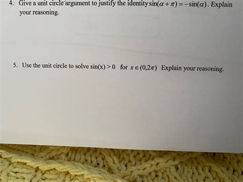 Solved Give A Unit Circle Argument To Justify The Chegg