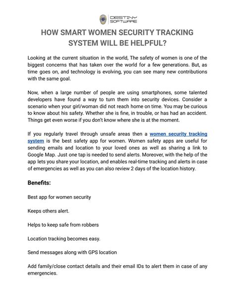 How Smart Women Security Tracking System Will Be Helpful By Destiny