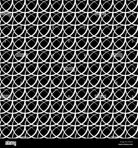 Seamless Monochrome Pattern With Intersecting Circles Abstract