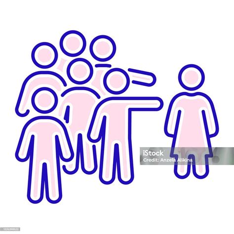소셜 왕따 색상 선 아이콘입니다 괴롭힘 사회적 학대 및 폭력 격리된 벡터 요소입니다 웹 페이지 모바일 앱 프로모션을 위한 개요 픽토그램 0명에 대한 스톡 벡터 아트 및 기타