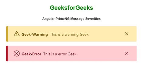 Angular Primeng Messages Severities Geeksforgeeks