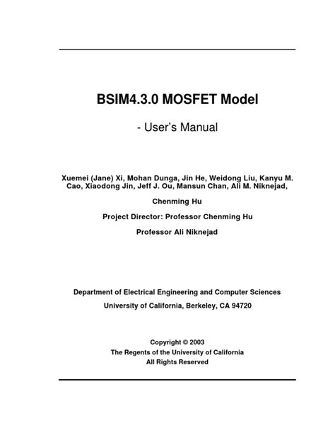 Bsim4 Manual Pdf Mosfet Dielectric