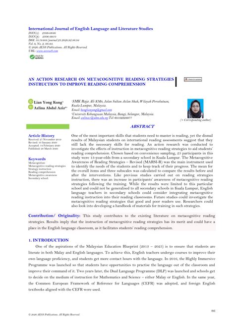 pdf an action research on metacognitive reading strategies