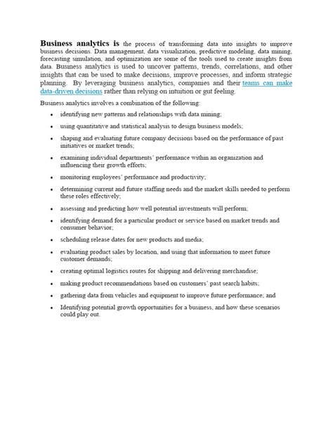 business analytics theory pdf analytics predictive analytics