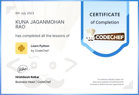 Jagan Mohan Rao Kuna On Linkedin Codechef Python Certification