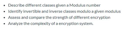 Describe Different Classes Given A Modulus Chegg