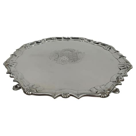 English Georgian Sterling Silver Salver Tray By Robert Rew For Sale At