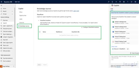 how to set up copilot to use specific sharepoint folders in dynamics