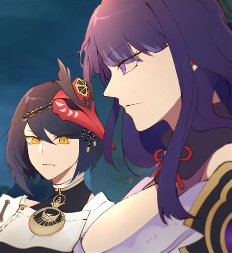 Raiden Shogun And Kujou Sara Genshin Impact Drawn By Arghkaashi Danbooru