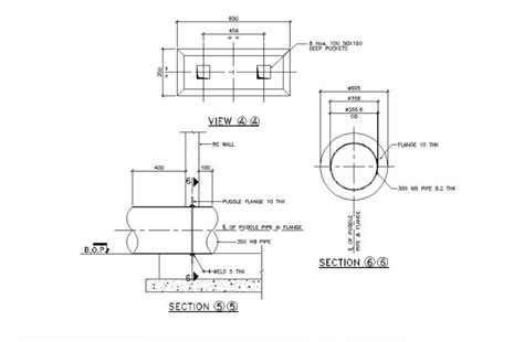 Section View Of The Distillation Cooling Tower Basin Has Given In The Form Of 2d Autocad Dwg