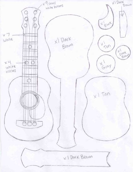 Eu Amo Artesanato Guitarra Em Feltro Com Molde