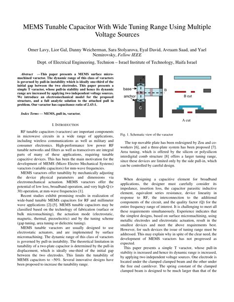 Pdf Mems Tunable Capacitor With Wide Tuning Range Using Multiple Voltage Sources