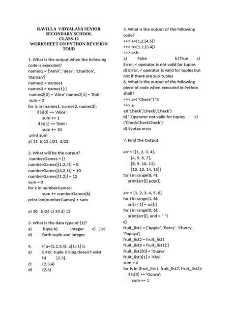 Ws Python Revision Tour Pdf