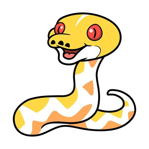 Premium Vector Cute Amelanistic Reticulated Python Cartoon