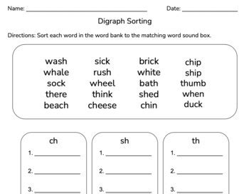 Digraph Sorting By Ms Duffy TPT