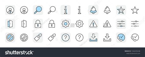 set interface related vector line icons stock vector royalty free