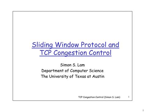 Ppt Sliding Window Protocol And Tcp Congestion Control Simon S Lam