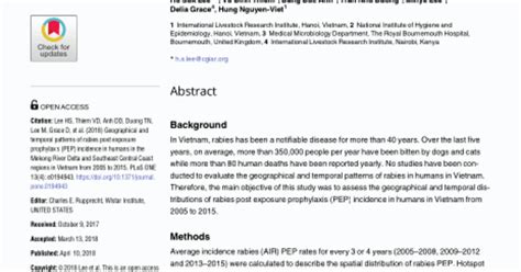 Geographical And Temporal Patterns Of Rabies Post Exposure Prophylaxis Pep Incidence In Humans